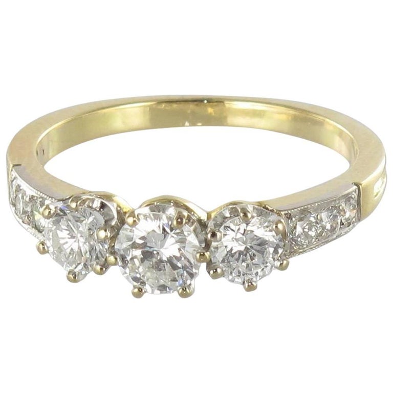 Diamond Gold Trinity Engagement Ring at 1stDibs | trinity diamond ring