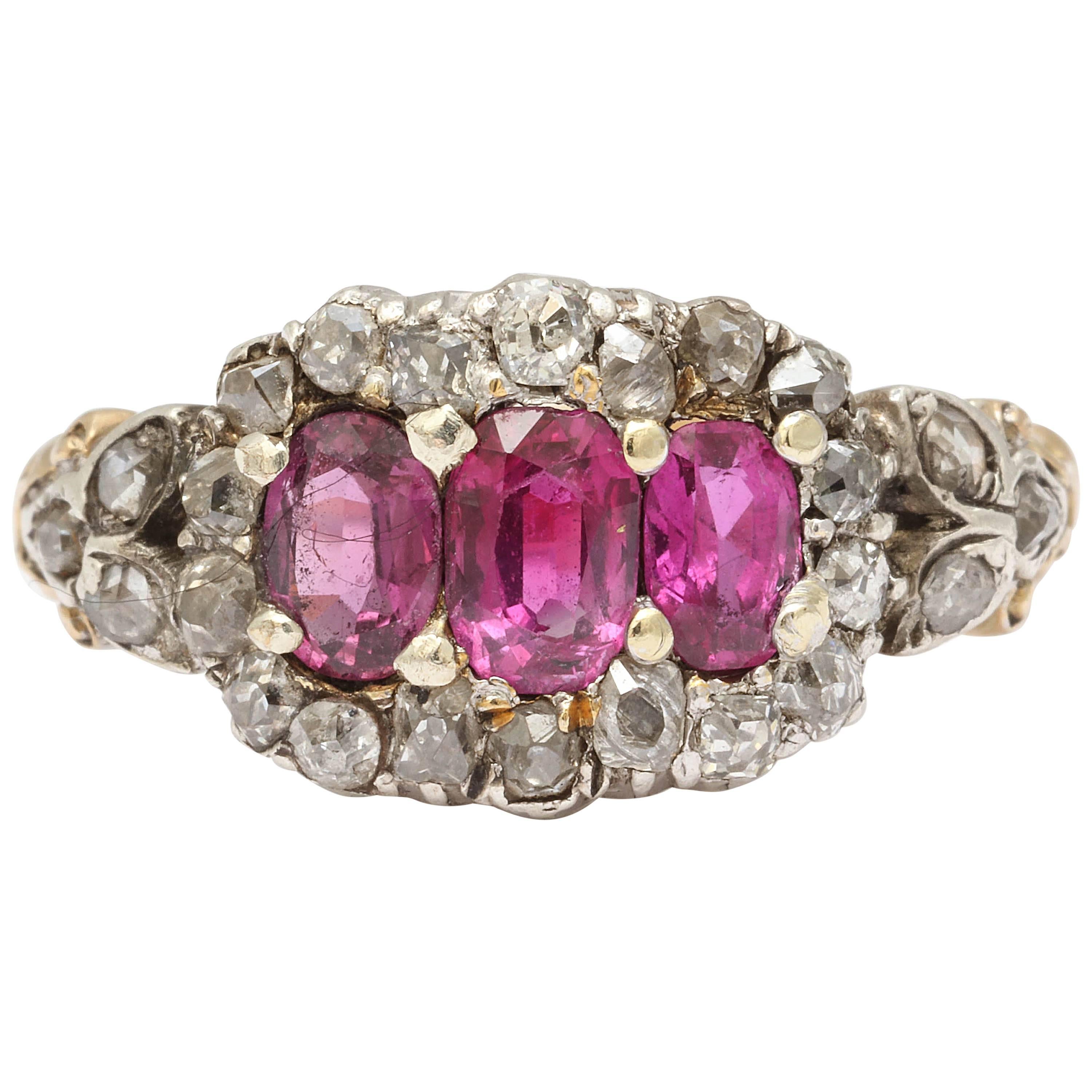 Stunning Ruby, Diamond Victorian Ring at 1stDibs