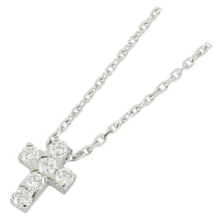 Vintage Van Cleef and Arpels Mini Cross Diamond 18k White Gold Pendant ...
