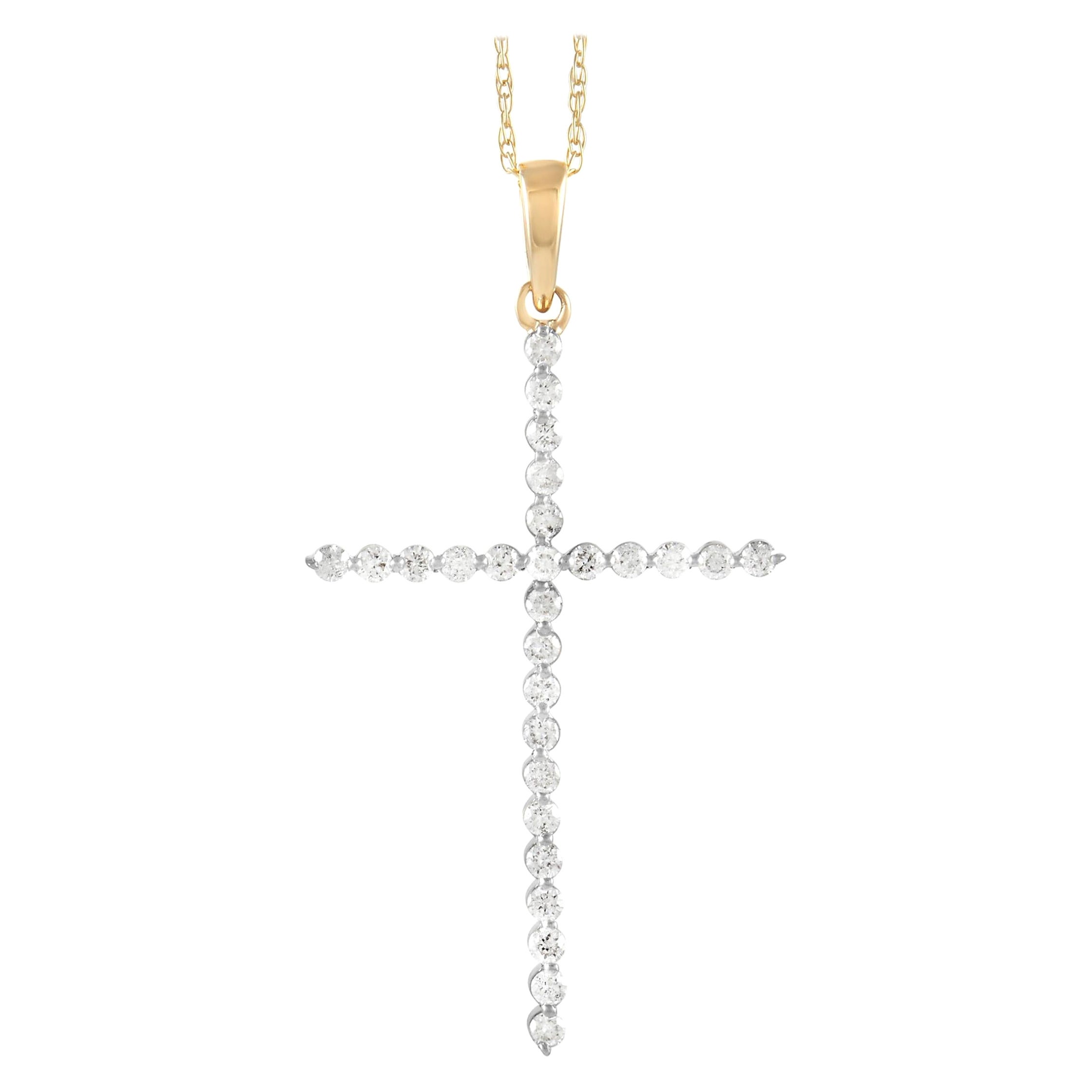 Large Rainbow Gemstone Diamond Gold Cross Pendant at 1stDibs