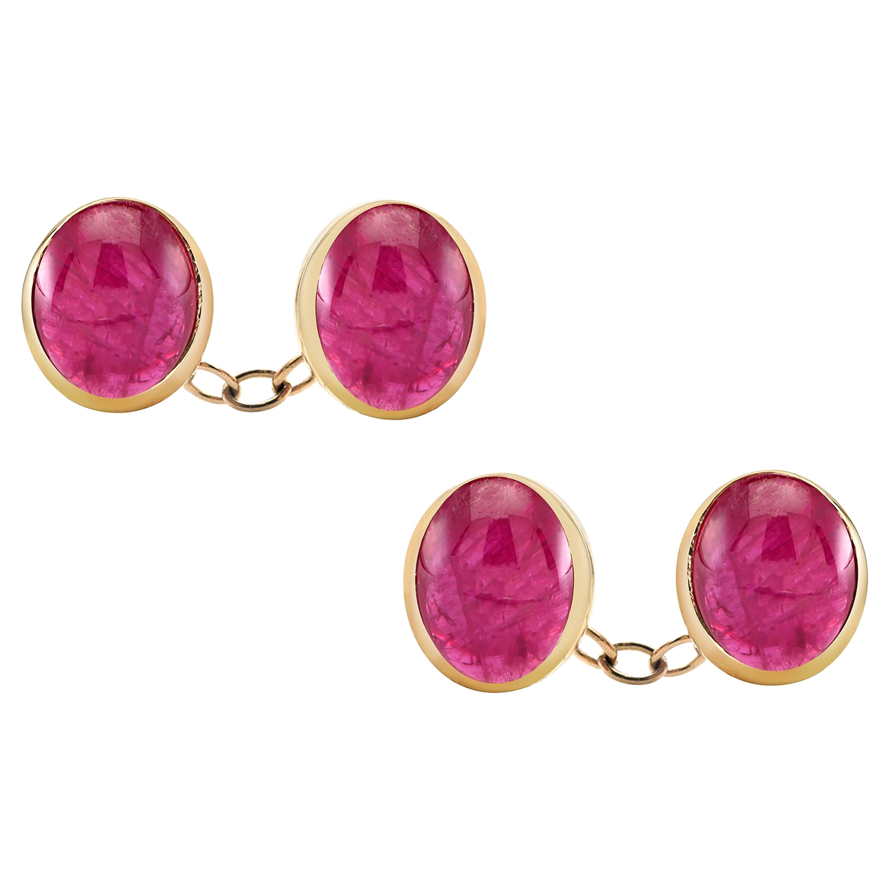 J.E. Caldwell Retro Burmese Ruby Cabochon Gold Cufflinks For Sale at ...