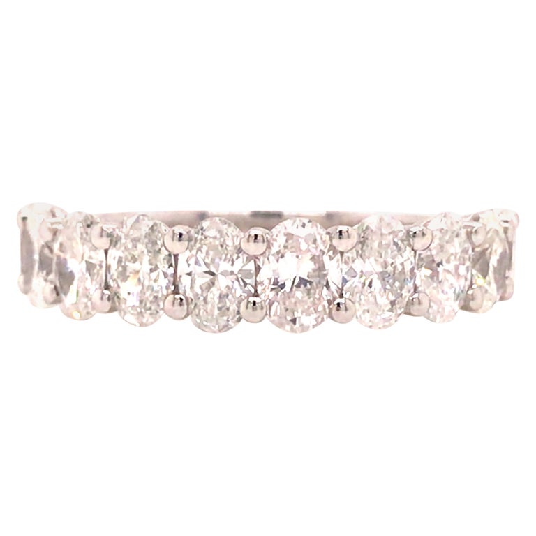 14K Oval Diamond Halfway Eternity Band White Gold For Sale at 1stDibs
