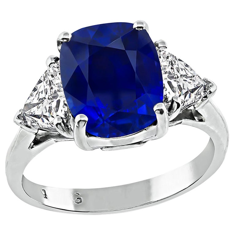 3.98ct Sapphire 0.80ct Diamond Engagement Ring For Sale at 1stDibs