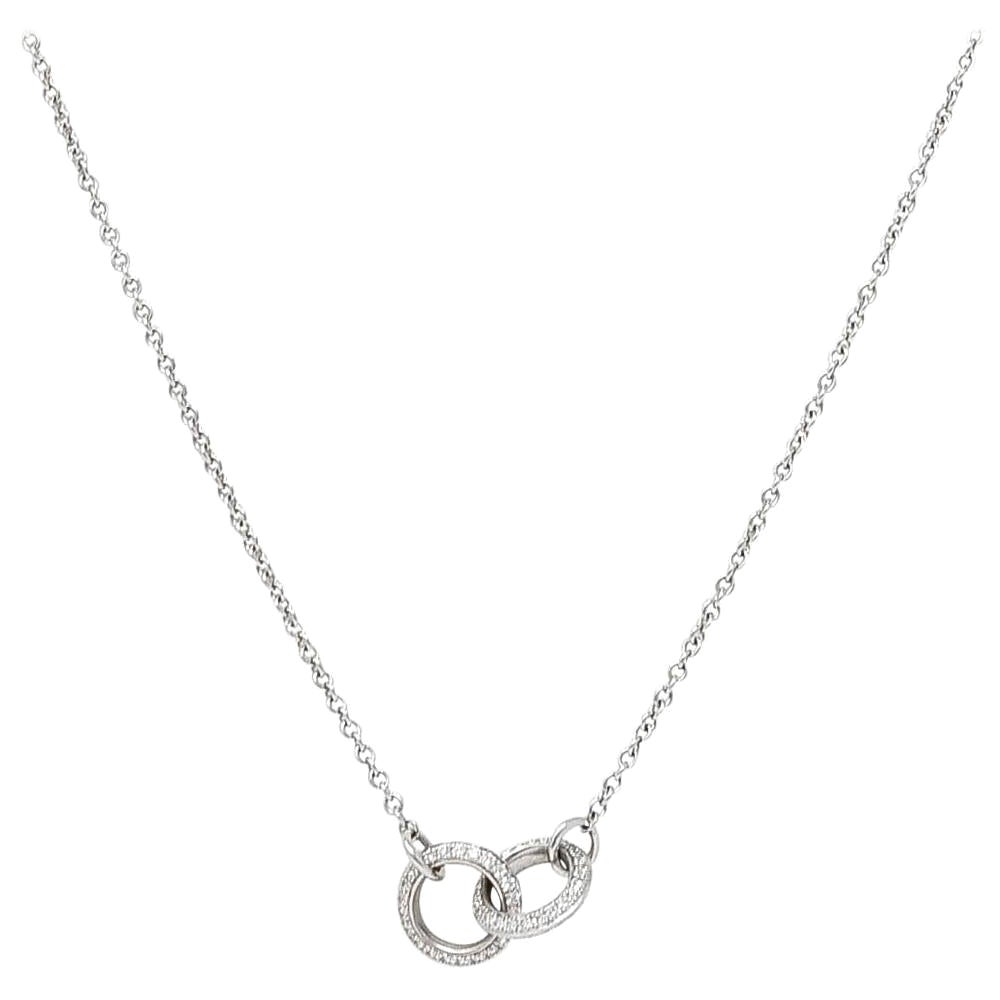 Modern Diamond Station Wave Link White Gold Necklace at 1stDibs