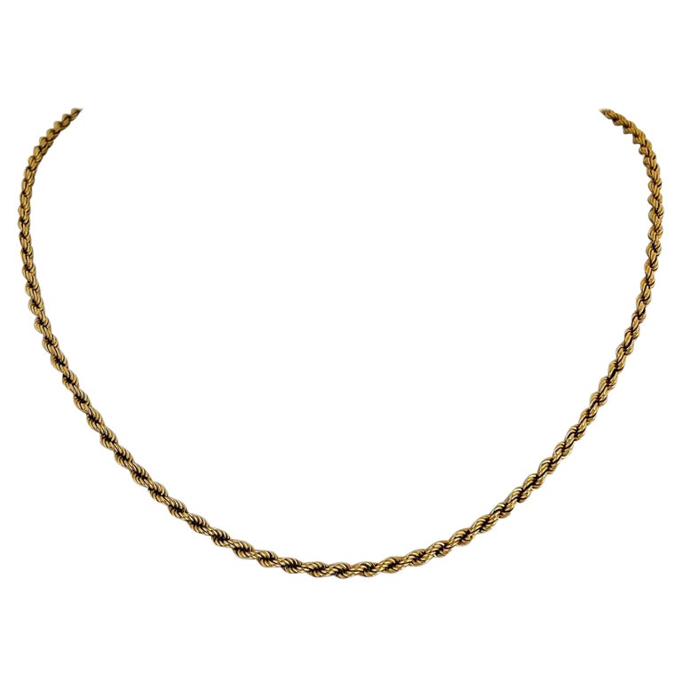 14k Yellow Gold Solid Ladies Rope Chain Necklace Italy For Sale at 1stDibs