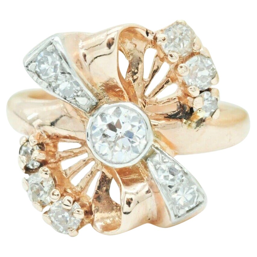 1900 Art Deco Old European Diamond, 14 Karat Gold and Palladium Two ...