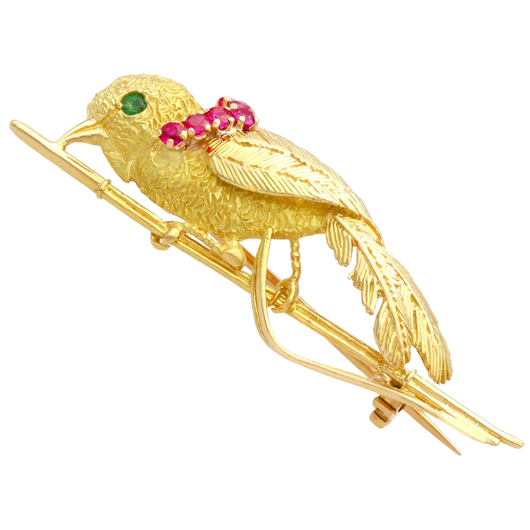 Vintage Cartier 18 Karat Yellow Gold Turquoise and Ruby Swan or Bird ...