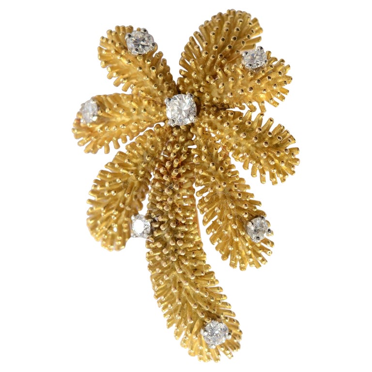 Tiffany and Co. Gold and Diamond Palm Tree Brooch at 1stDibs