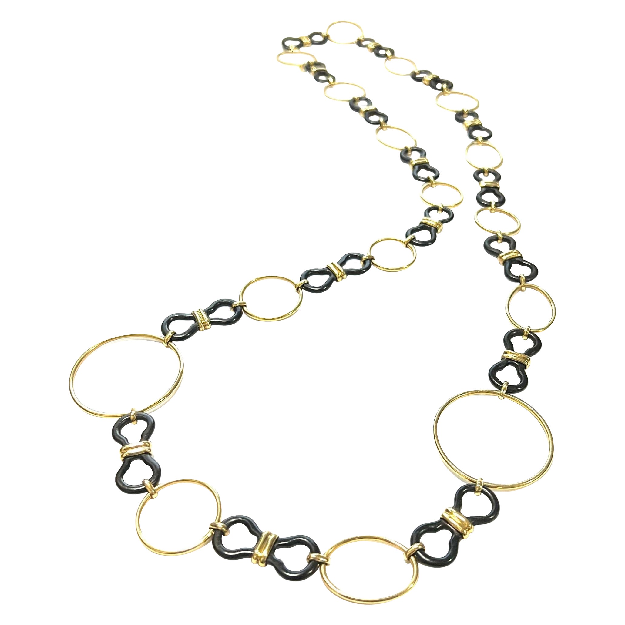 Gold Greek Collar 18K and Sapphires Necklace Articulate Links For Sale ...