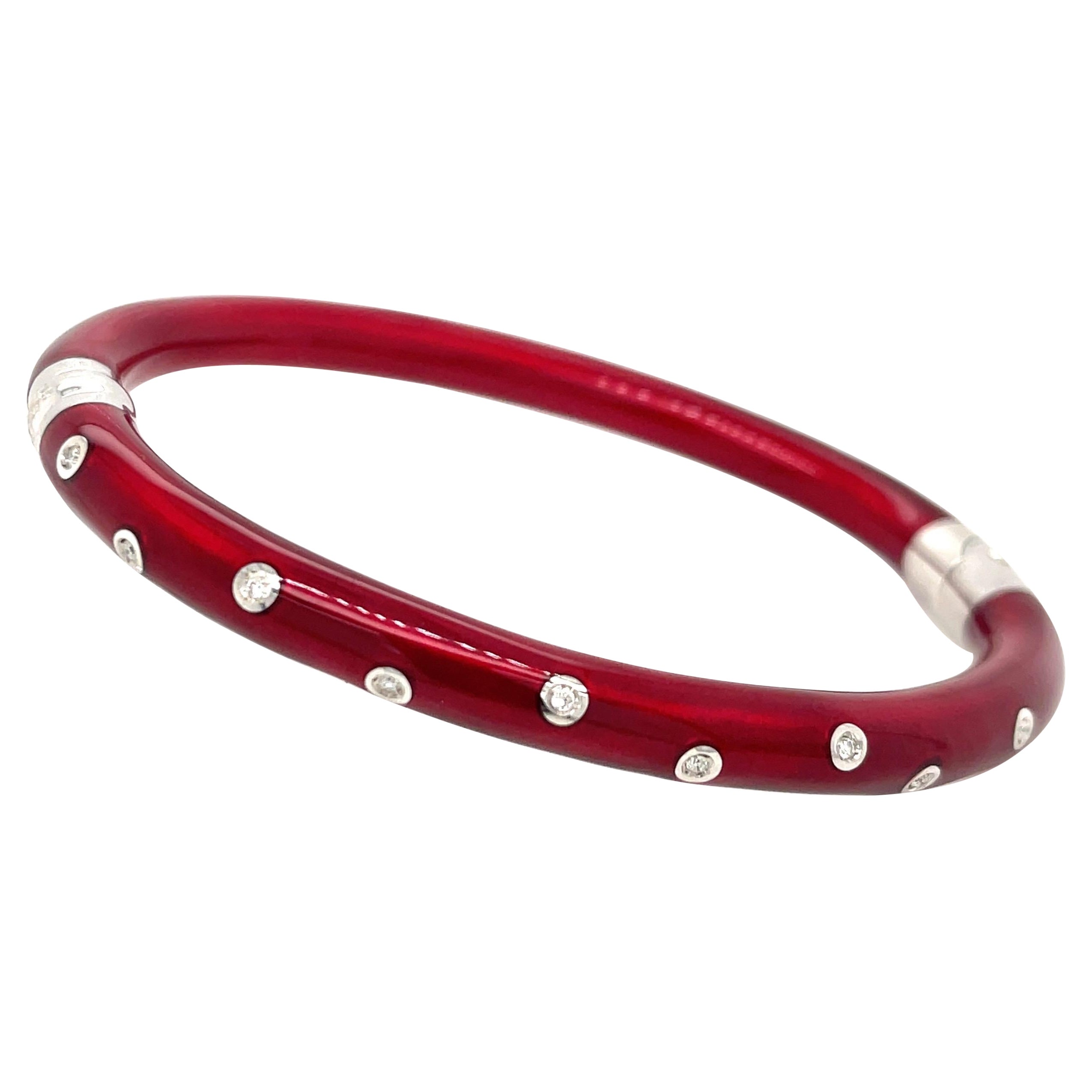 Soho Red and Black Foliage Bangle with Diamonds at 1stDibs