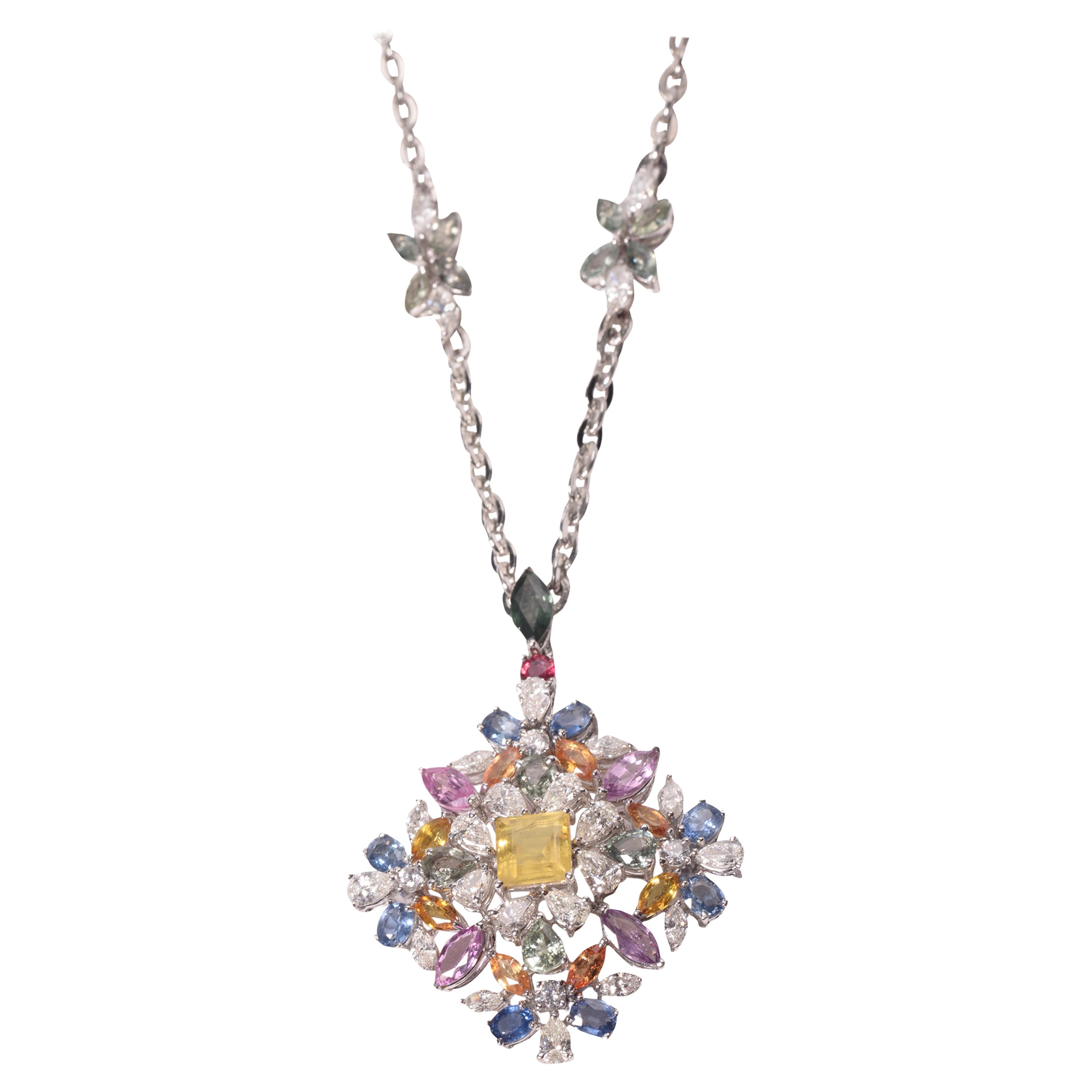 Multi Shape Long Diamond Necklace For Sale at 1stDibs | multi shape ...