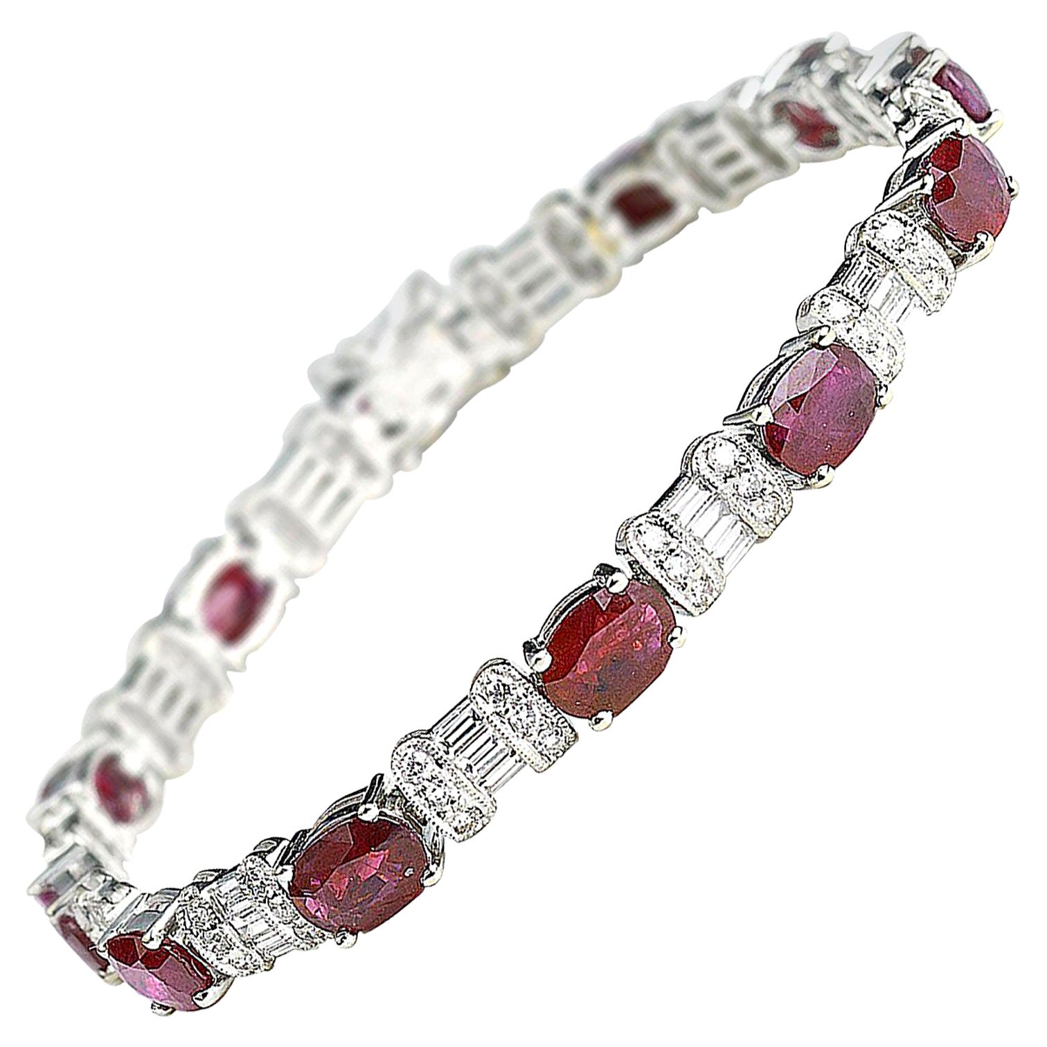 Ruby and Diamond White Gold Bracelet For Sale at 1stDibs