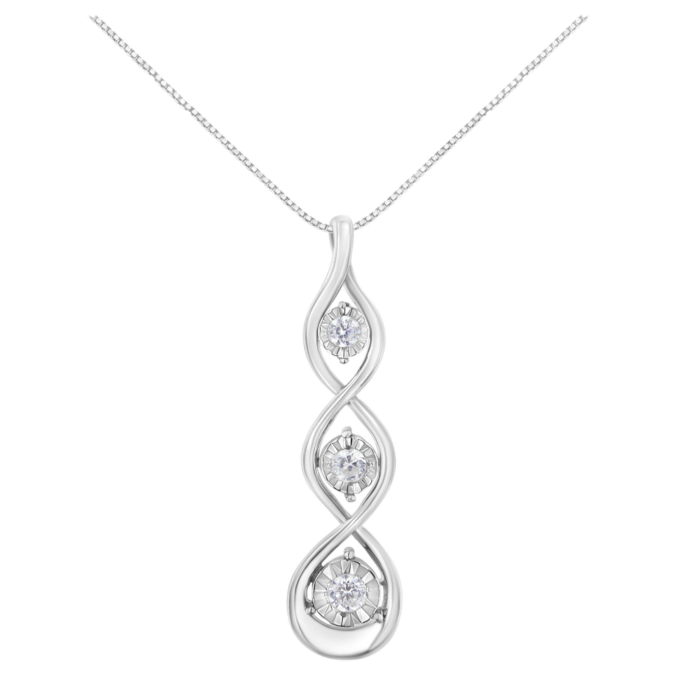 Three-Stone Diamond Drop Pendant Necklace at 1stDibs | 3 diamond drop ...