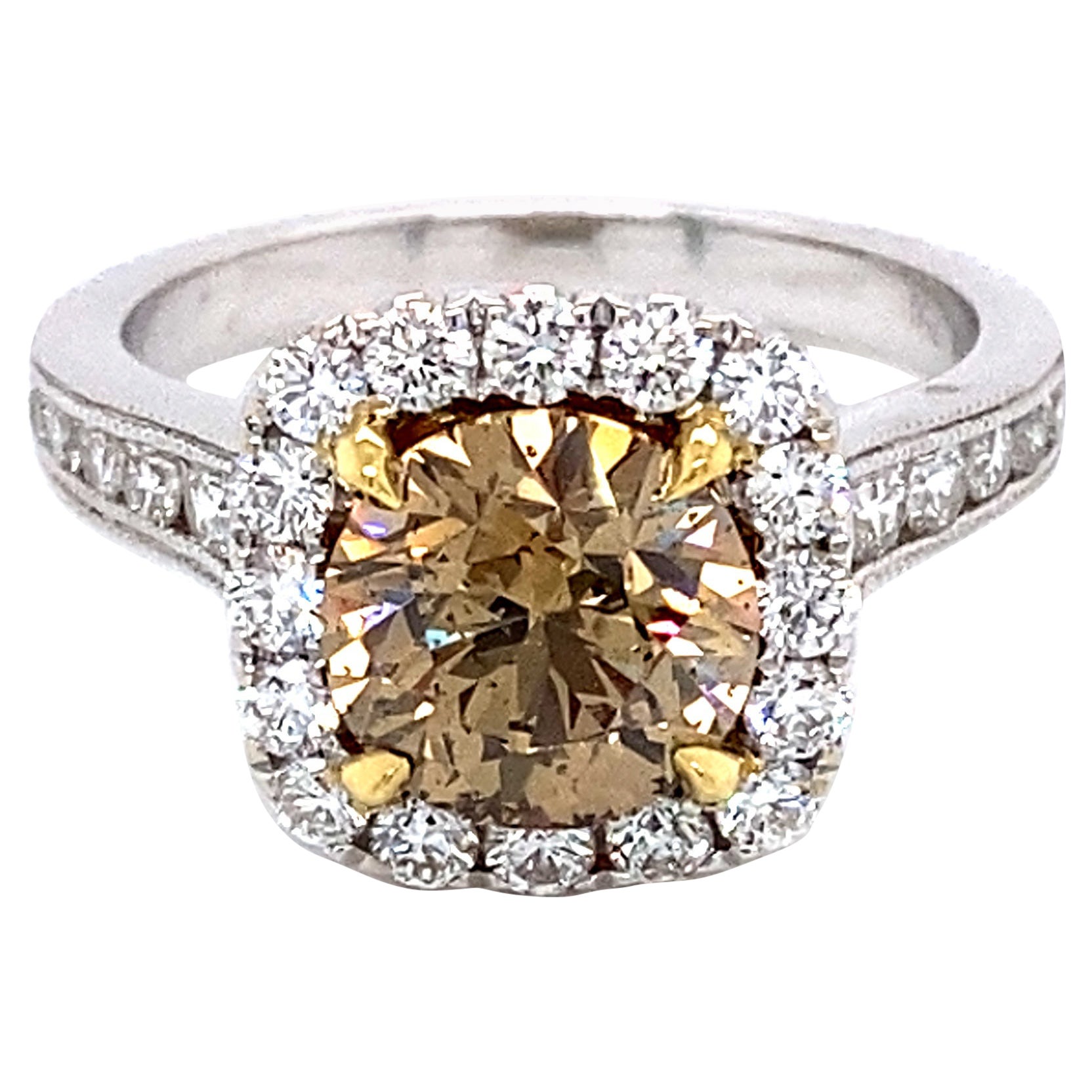 Alexander 1.18ctt Fancy Intense Brown Diamond Ring 18k White Gold For ...