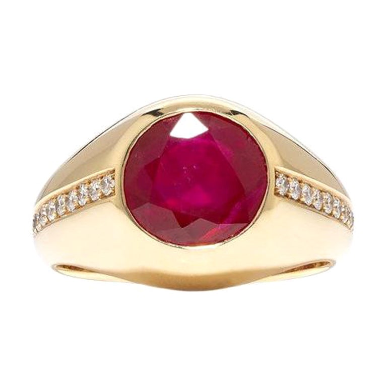 Mark Broumand 2.91 Carat Cushion Cut Ruby and Diamond Ring For Sale at ...