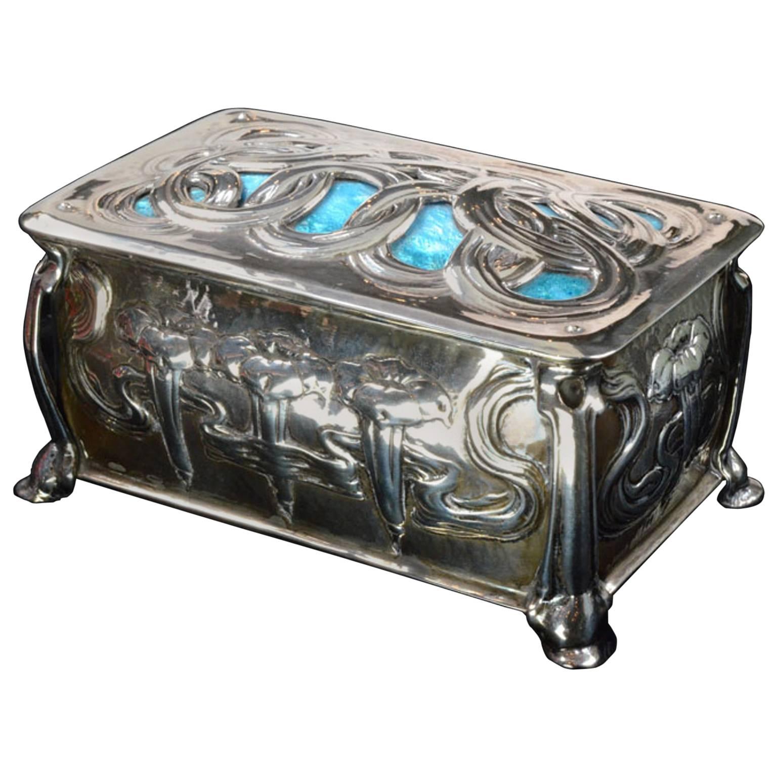 Omar Ramsden and Alwyn Carr 1902 Silver And Enamel Cigarette Box at 1stDibs