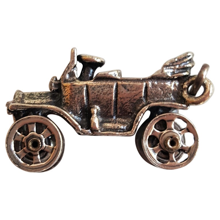 Silver Antique Classic Car Charm Wheels Spin at 1stDibs