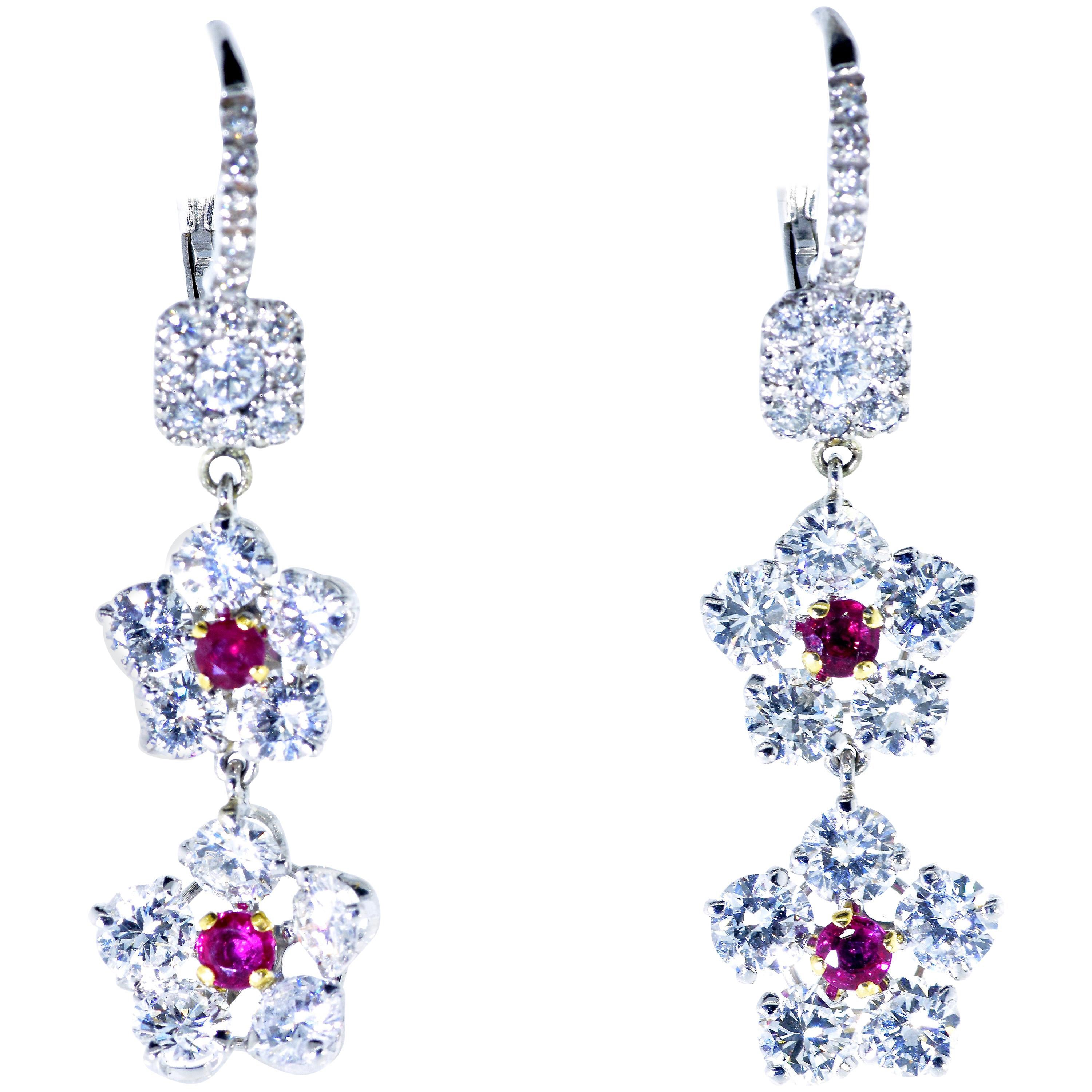 Burmese Ruby and Diamond Earrings at 1stDibs