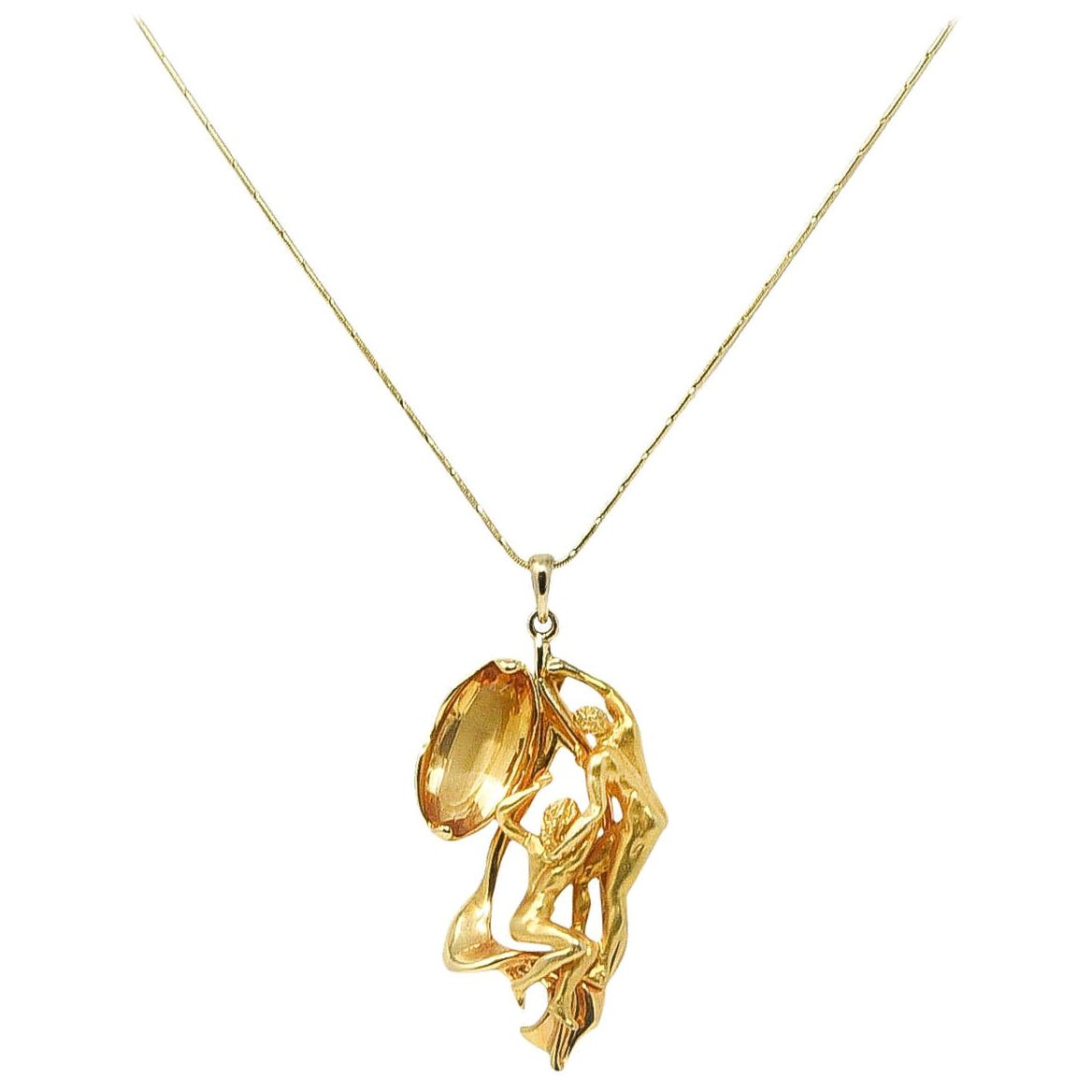 Victorian 15 Karat Yellow Gold Madeira Citrine Riviere Necklace at 1stDibs