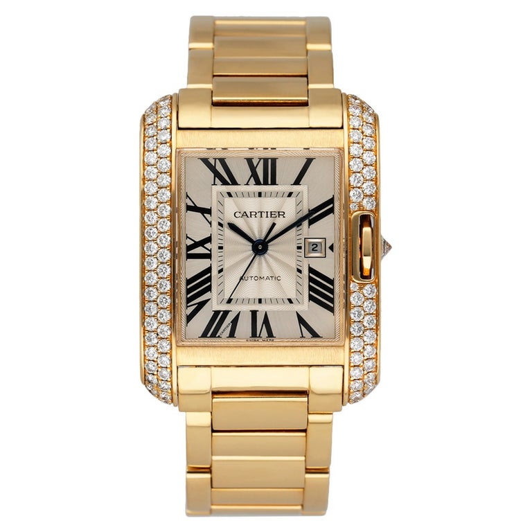 Cartier Tank Anglaise 3509 18K Yellow Gold Diamond Midsize Ladies Watch ...