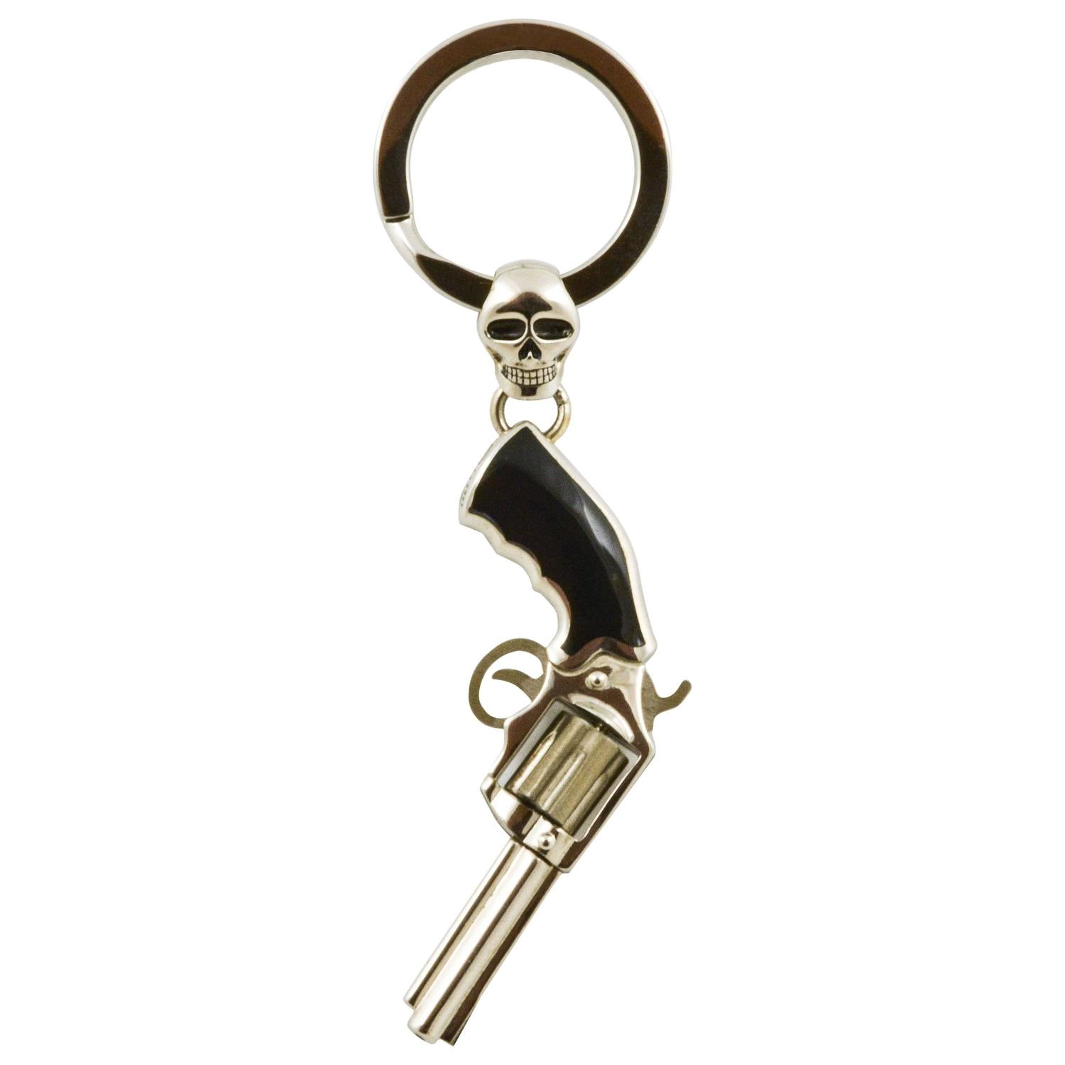 Zancan Black Enameled Sterling Silver Palladium Gun Key Ring at 1stdibs