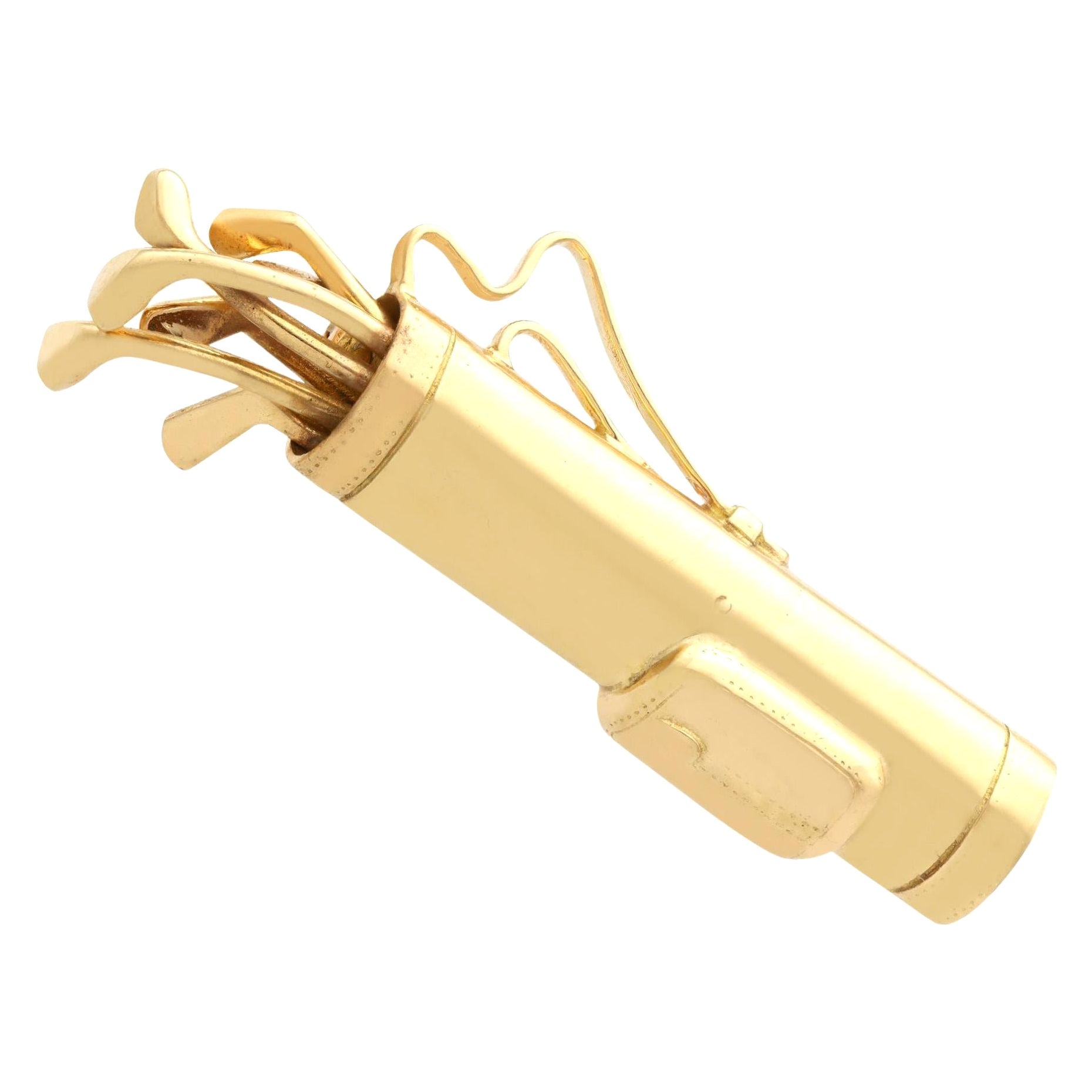 Diamond Studded Gold Golfer Brooch For Sale at 1stDibs