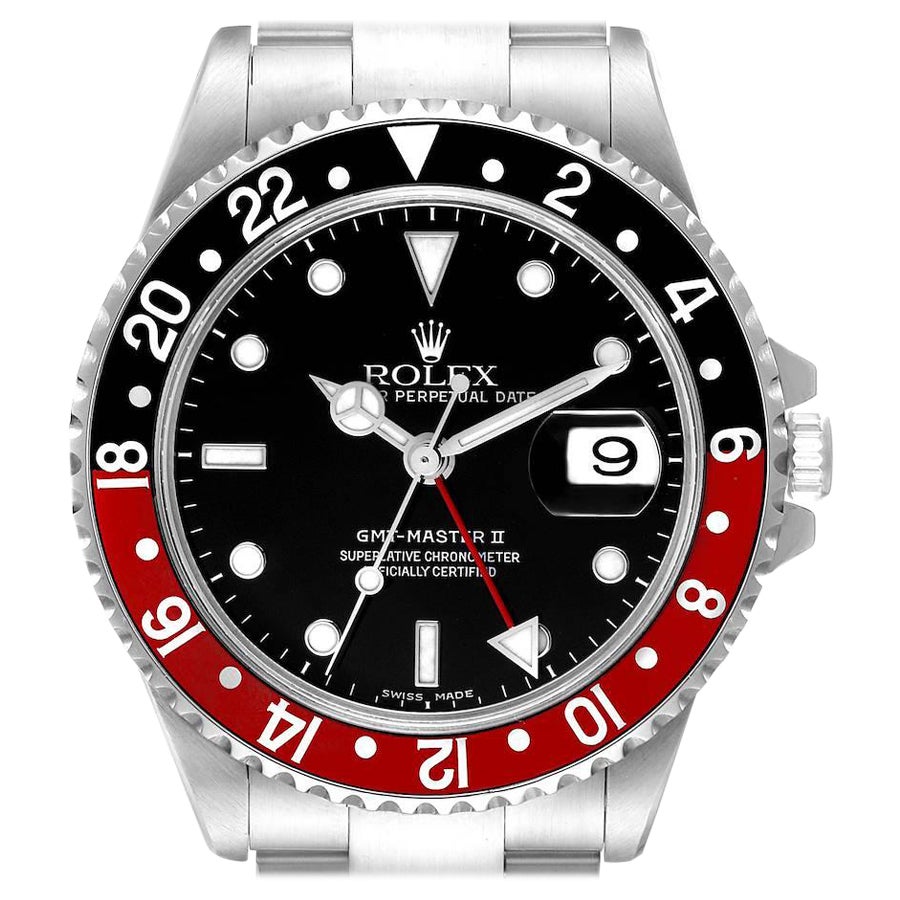 Rolex Stainless Steel GMT-Master II Red Rubber Strap Band Wristwatch ...