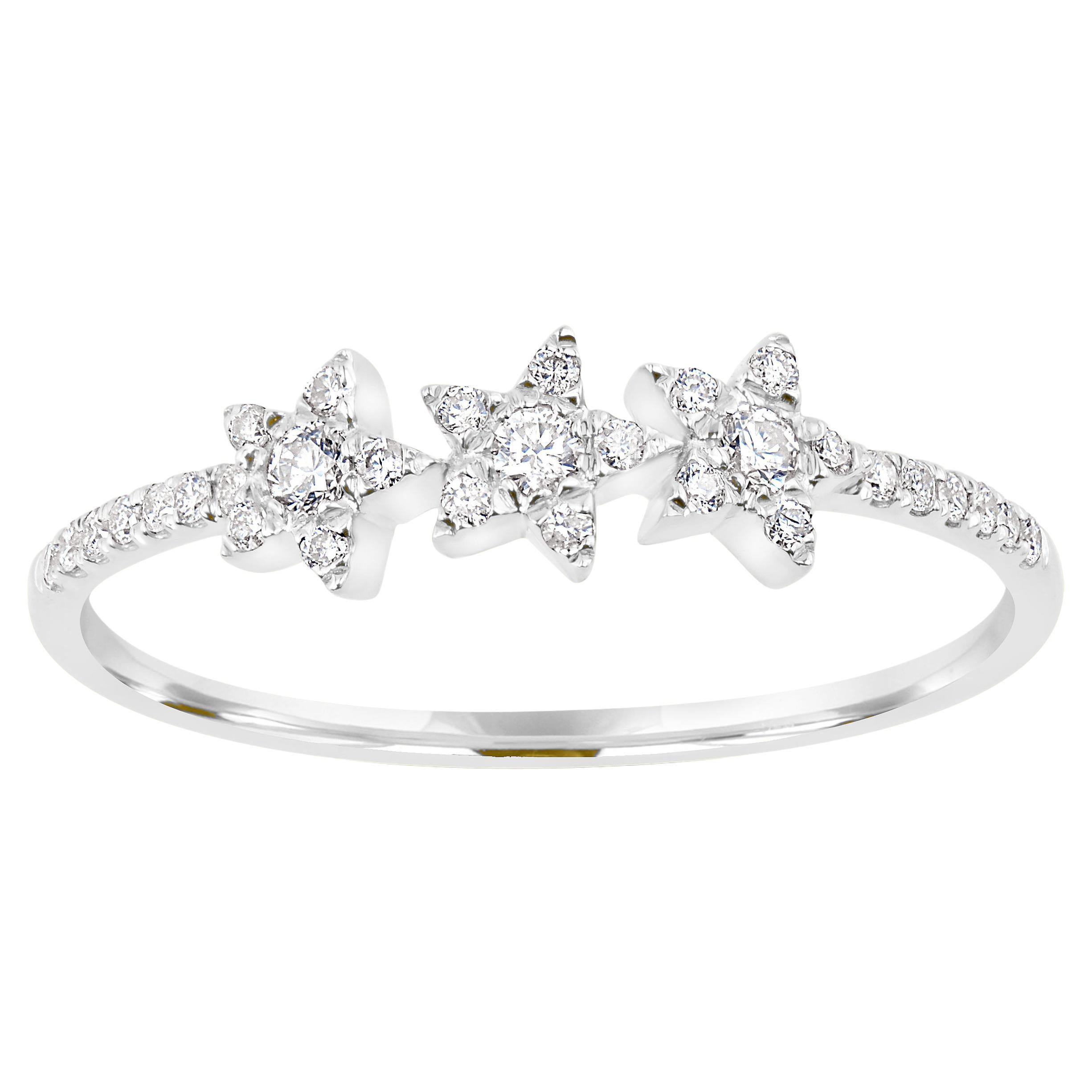 Luxle Round Diamond Three Star Ring in 18k Rose Gold For Sale at 1stDibs