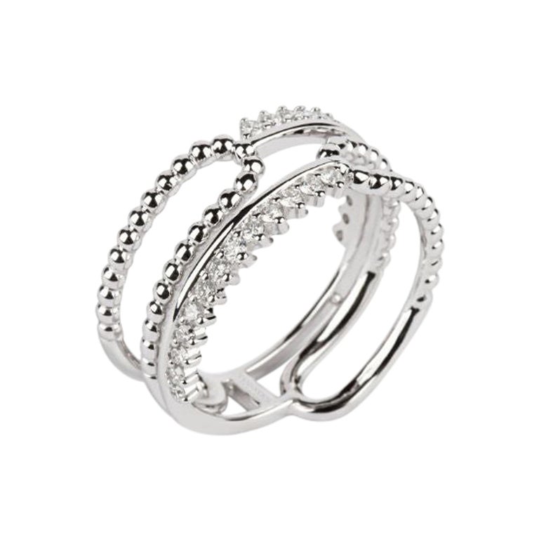 Customizable Diamond Beaded Band Ring in 18K White Gold For Sale at 1stDibs