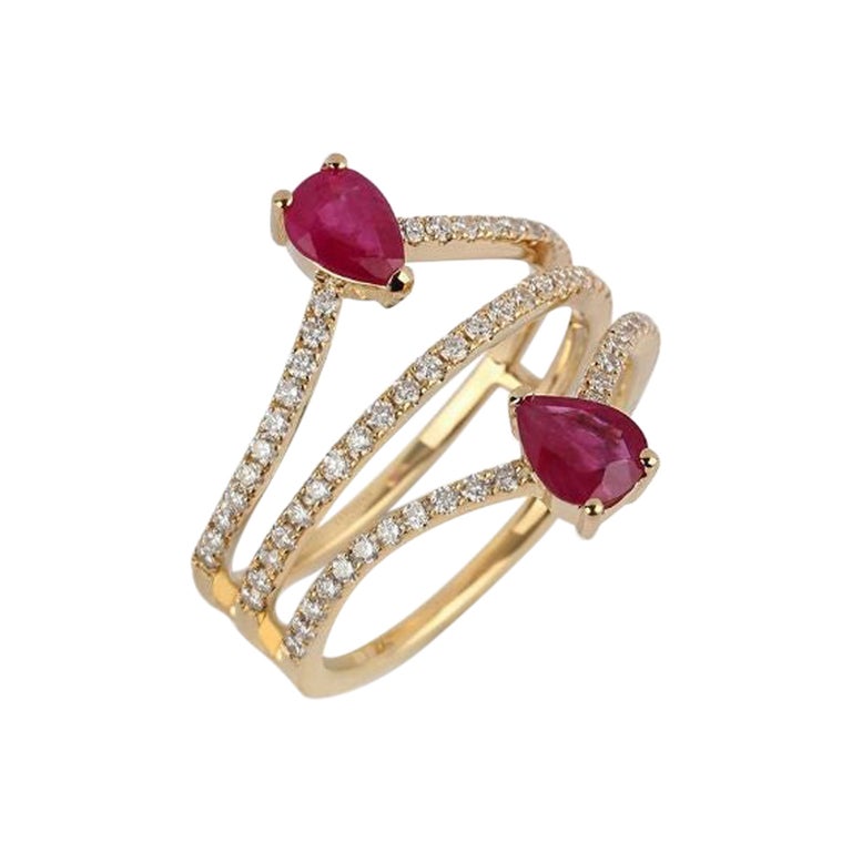 Customizable Ruby and Diamond Cocktail Ring in 18K Yellow Gold For Sale ...