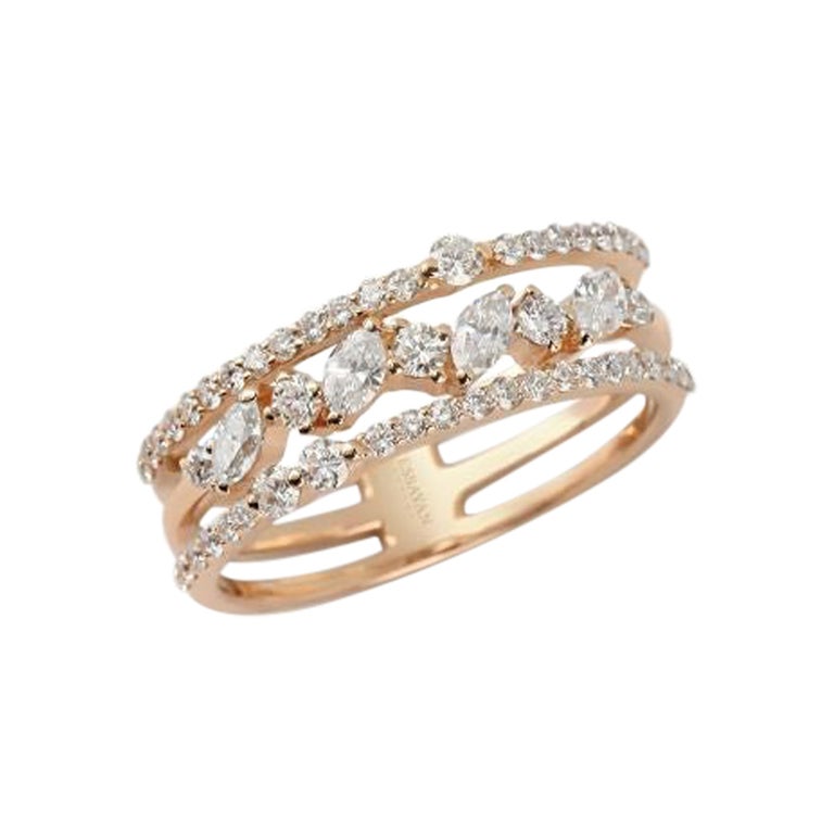 Customizable Diamond Trio Band Ring in 18K Yellow Gold For Sale at 1stDibs