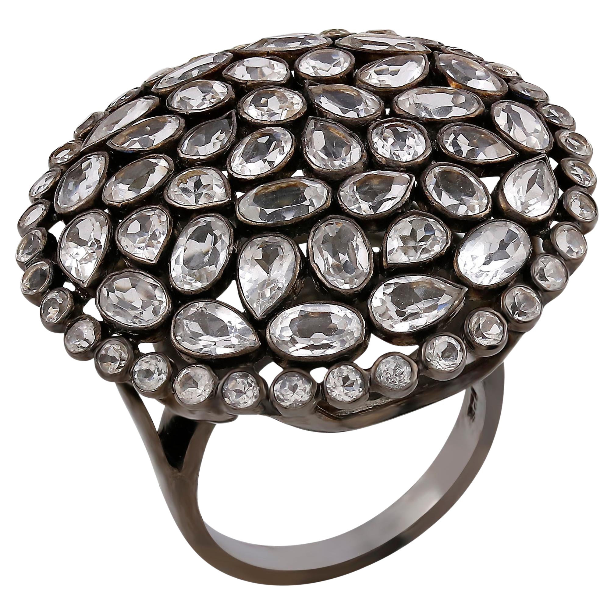 Vintage Sterling Silver Diamond Ring Size M 925 Purity 1.75 Cttw Carat ...