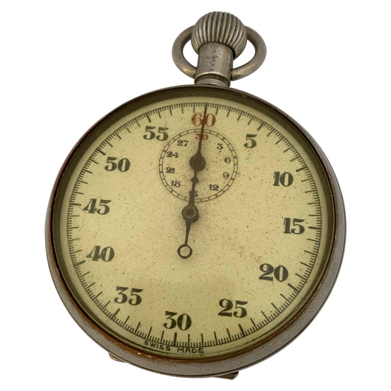 Antique Mechanical Silver Plated Stop Watch For Sale at 1stDibs