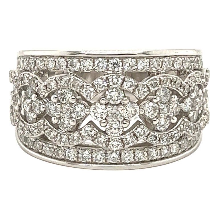 Modern Wide Band Decorative Diamond Band Ring For Sale at 1stDibs