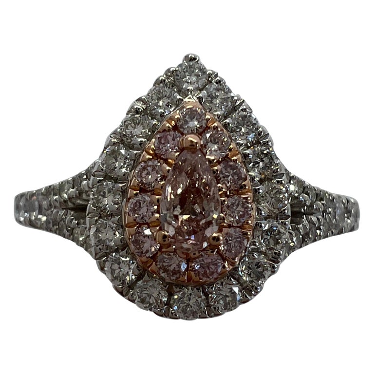 Certified Untreated Orange Pink Diamond 18k Rose Gold Platinum Cluster ...