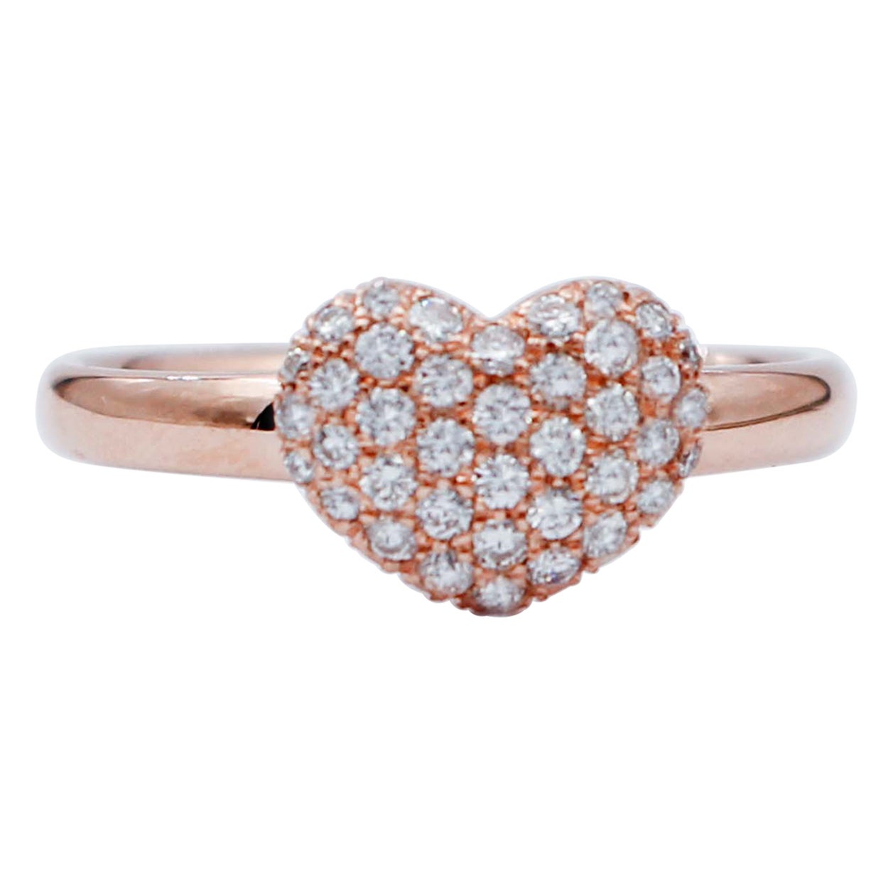 Pink Sapphire and Diamond Heart Shaped Ring in 18 Karat Rose Gold For ...