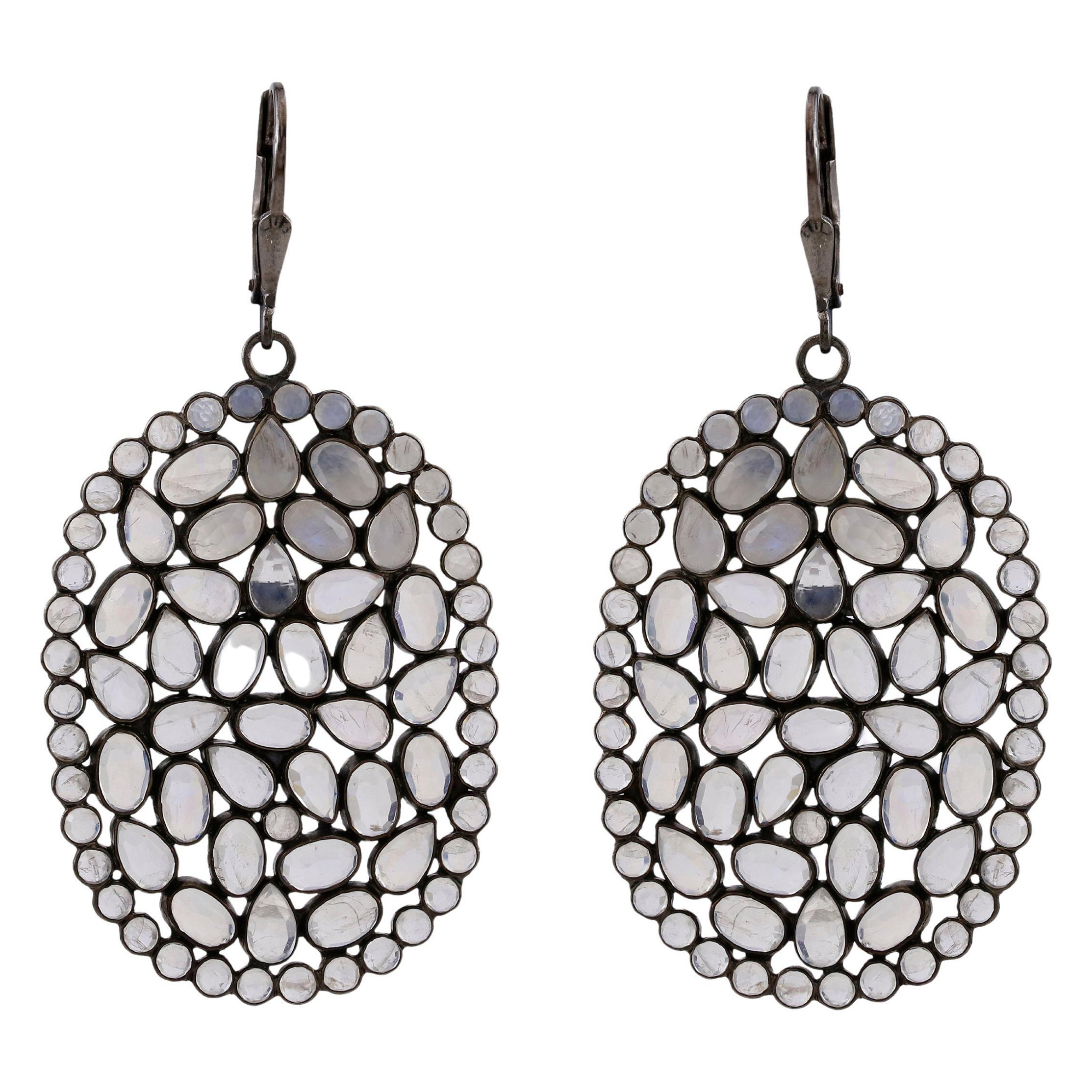 Pair of Victorian French Pendeloque Sterling Silver Paste Long Dangle ...