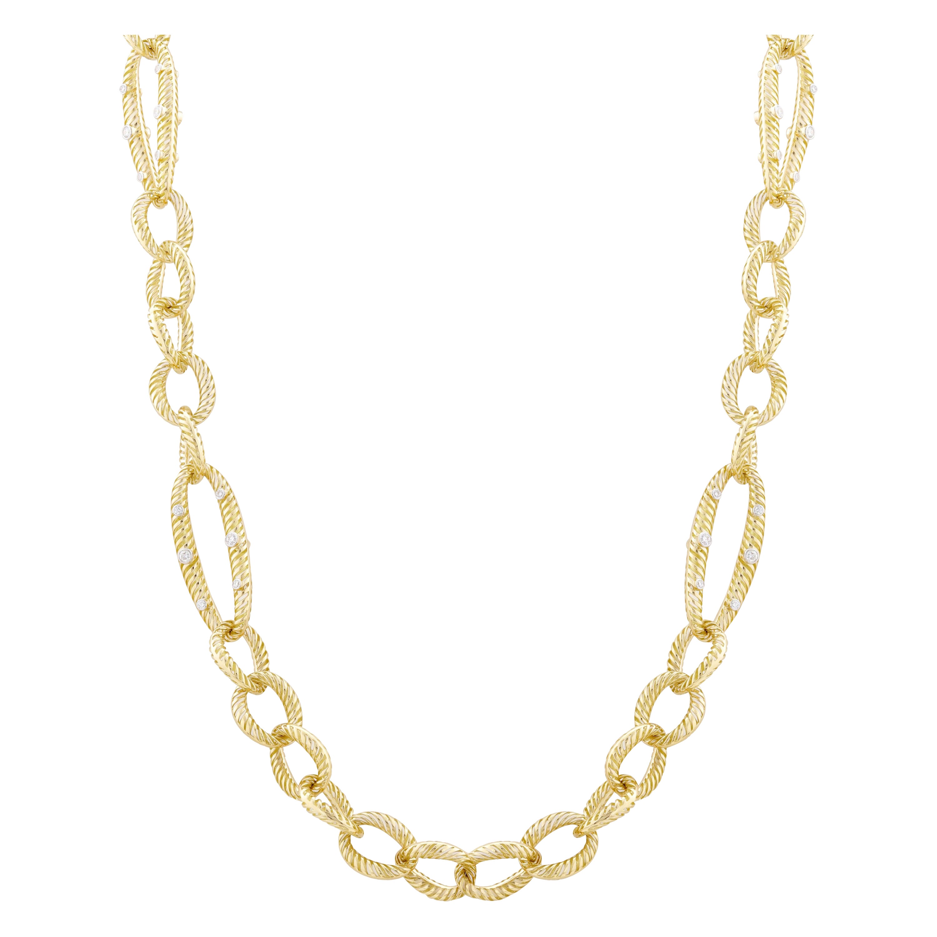 Chaîne collier en or jaune 18 carats avec diamants naturels N086997 ...