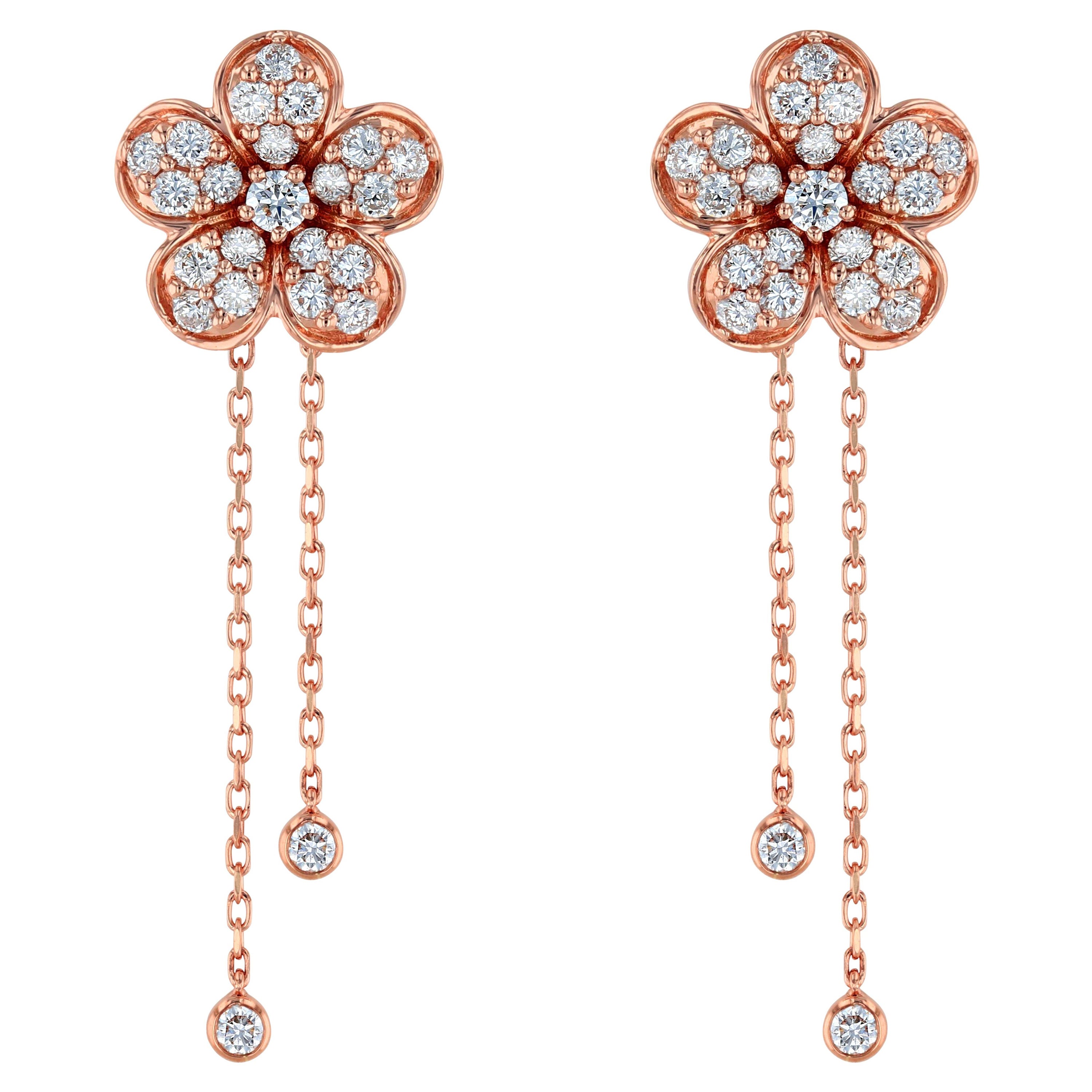 18K Rose Gold, Pave Brown Diamond Octagon Chain Earcuff with Matching ...