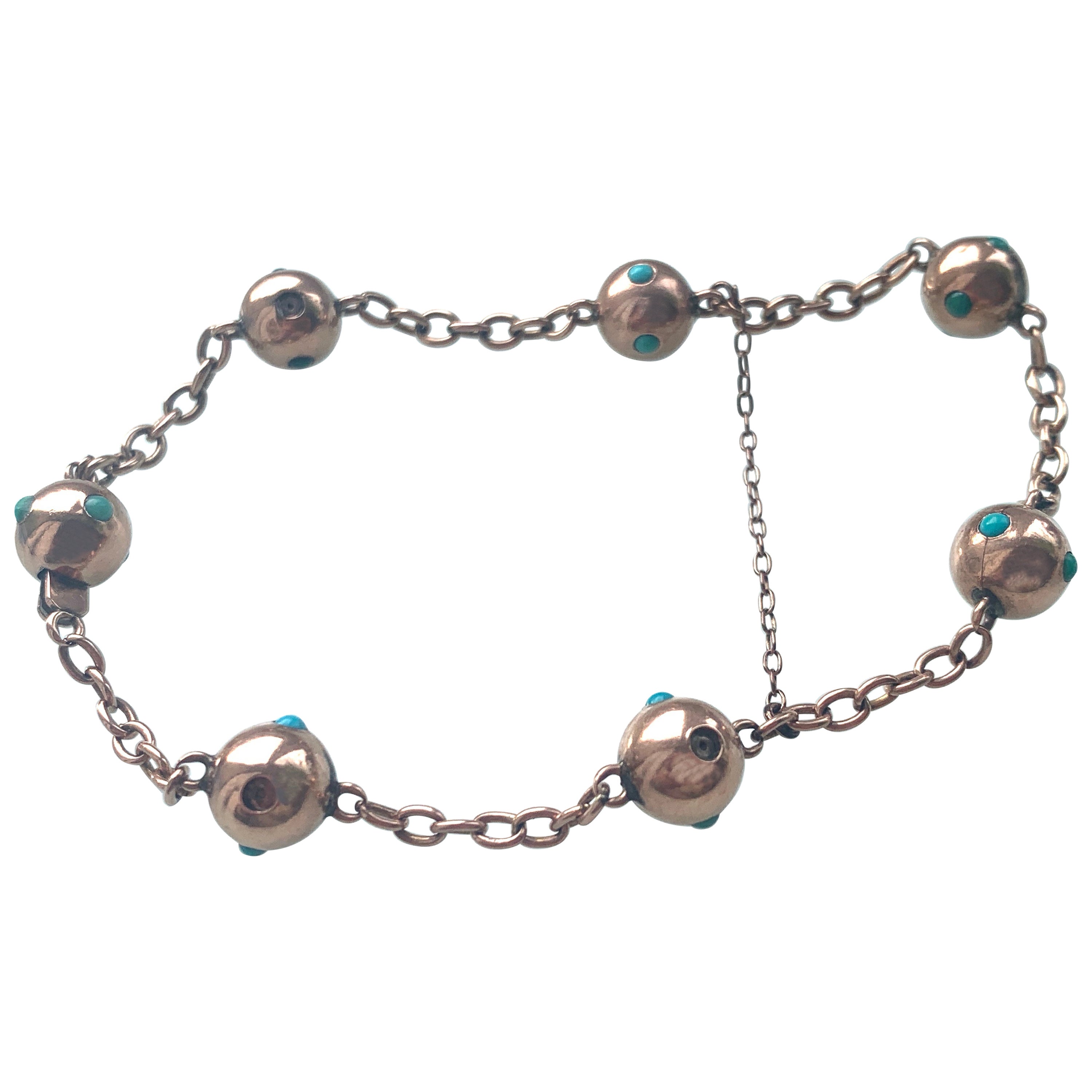Kenneth Jay Lane Gold Tone Link Chain Bracelet with Golden Ball Beads ...