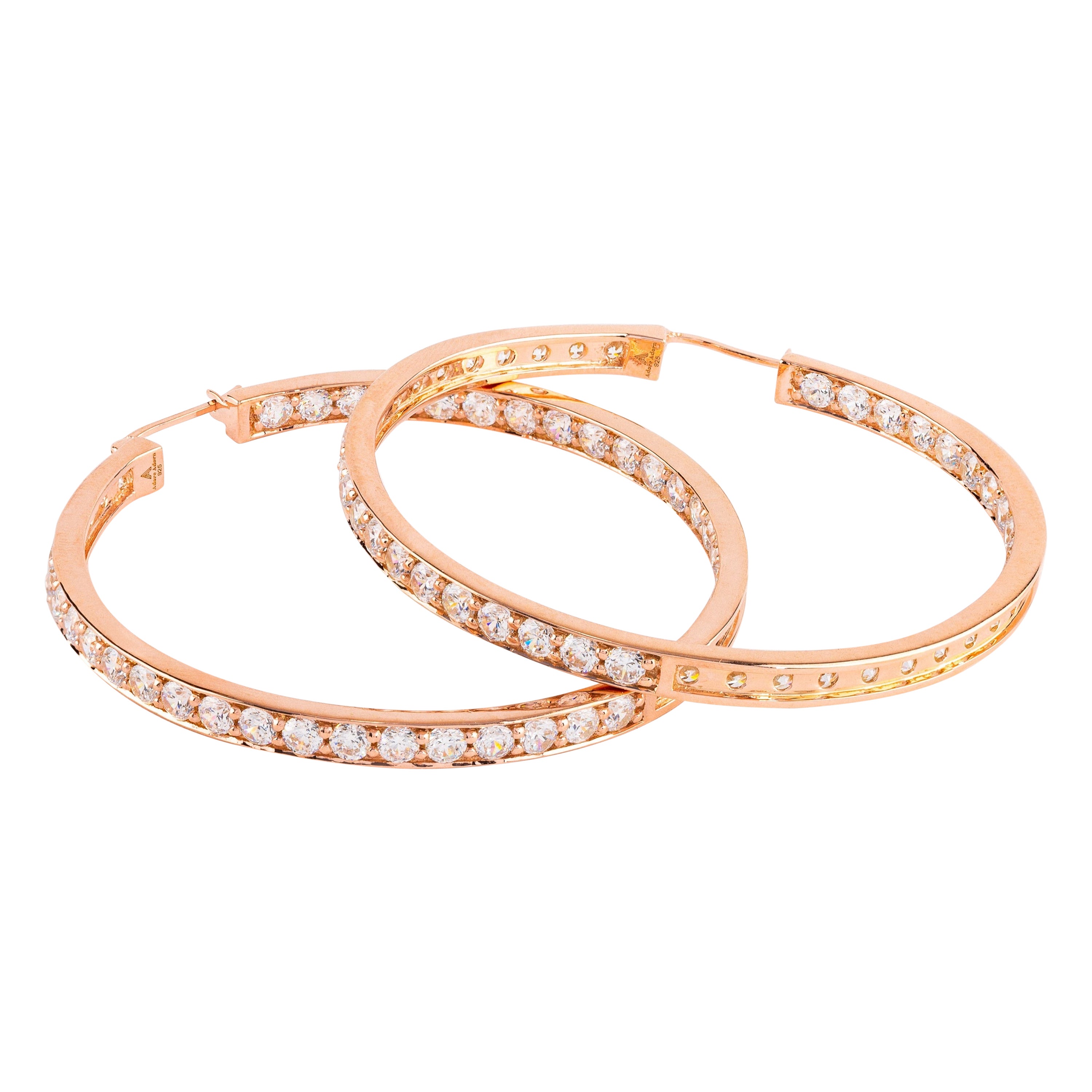 Shari Hoop Earrings in Rose Gold with Multiple Color Cabochon Gemstones ...