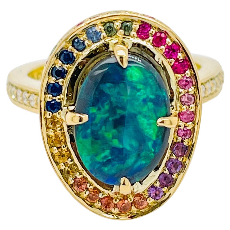 Customizable Rainbow Opal Ring in 18ct gold For Sale at 1stDibs