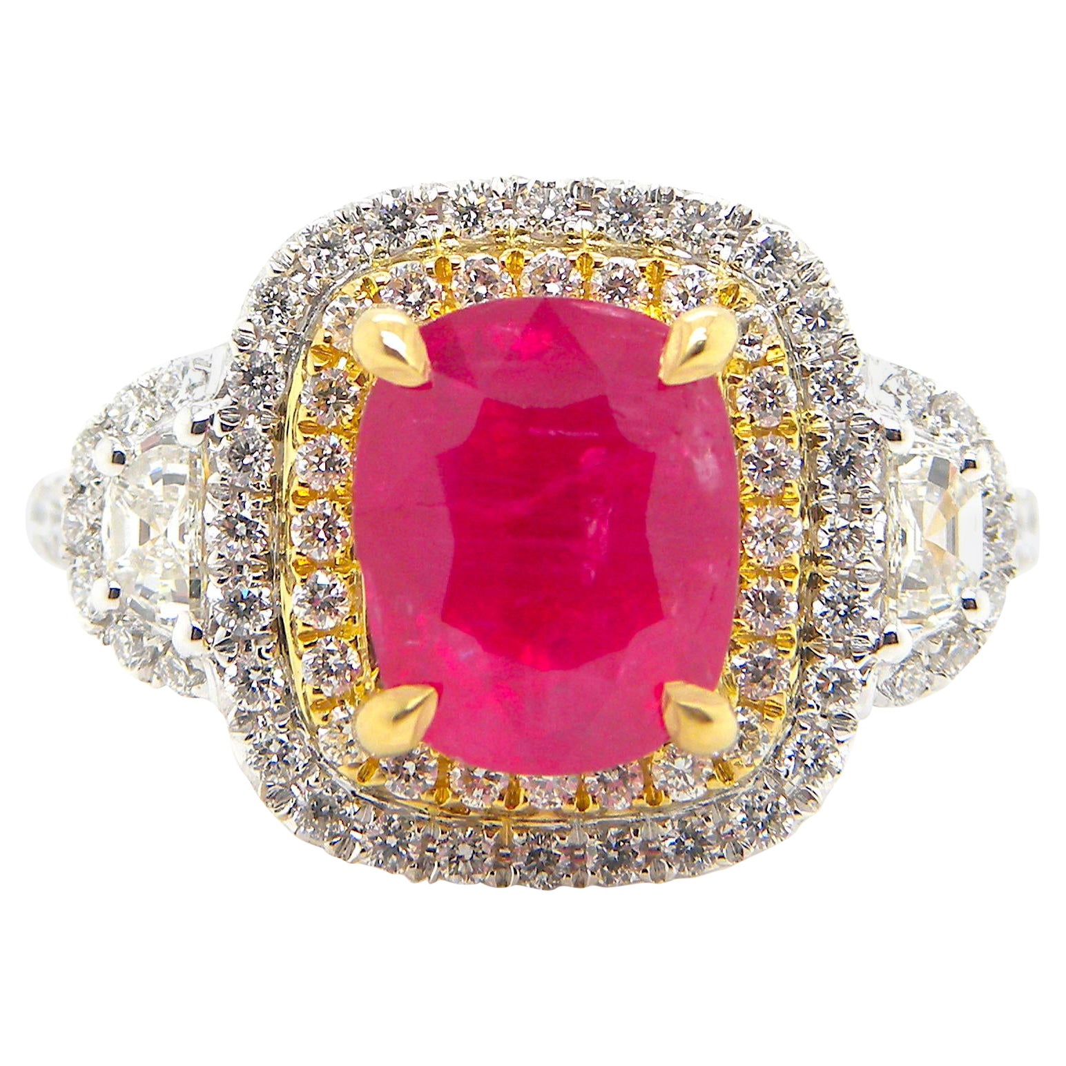 Gubelin Certified 3.41 Carat No Heat Burma Ruby Diamond Ring For Sale ...