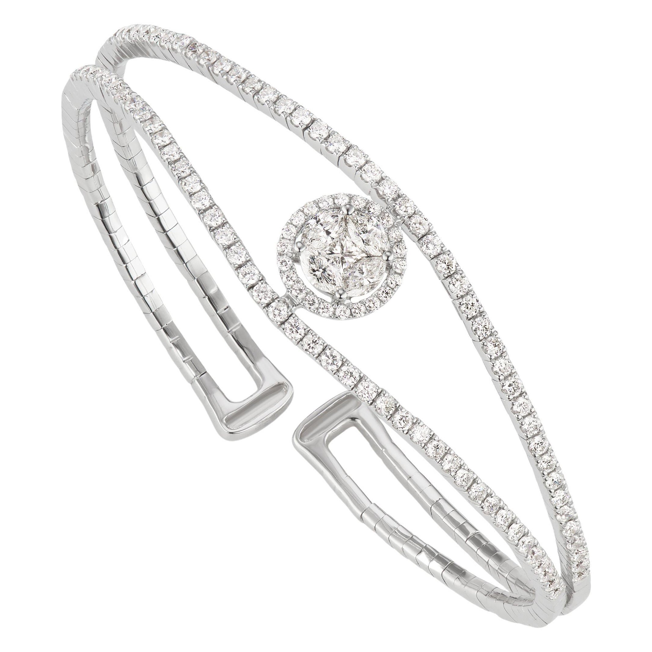 Garrard 'Bow' 18 Karat White Gold White Diamond Bangle Cuff For Sale at ...