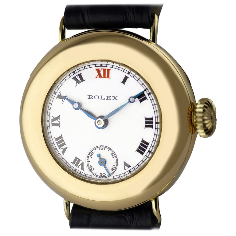Rolex 18ct Gold Officers Trench Watch circa 1914 at 1stDibs