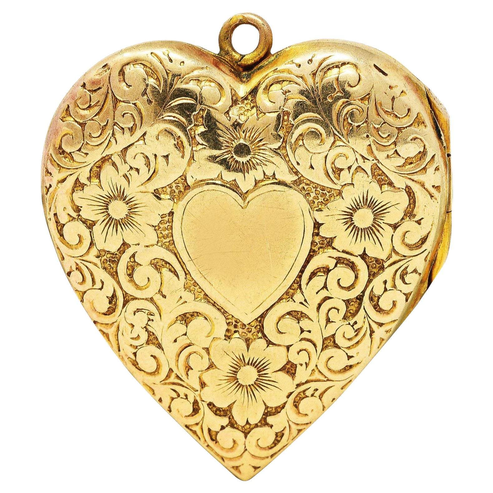 1940's Retro 10 Karat Rose Gold Heart Locket Pendant at 1stDibs