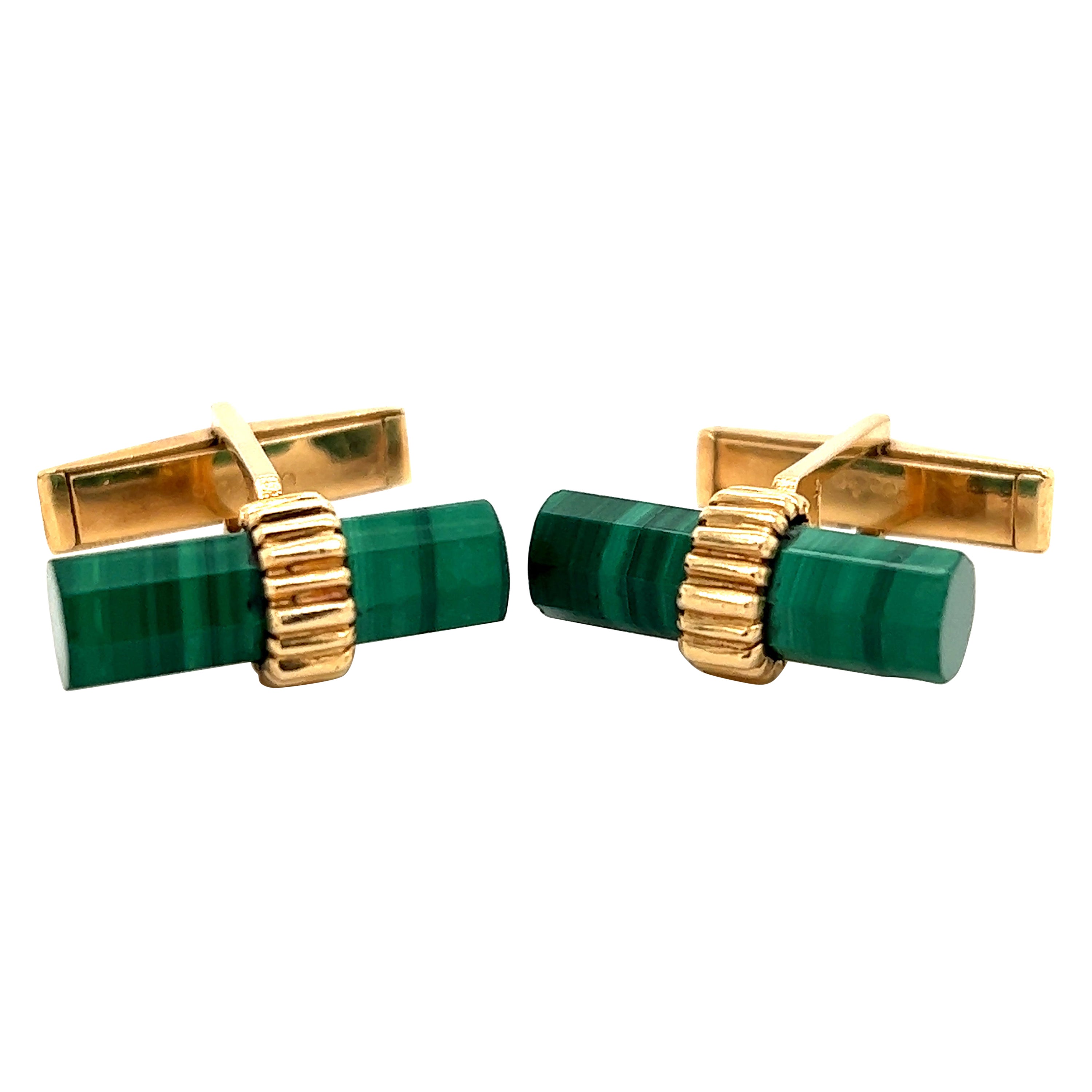 Chaumet Vintage Yellow Gold Malachite Cufflinks Tie Tack Set For Sale ...