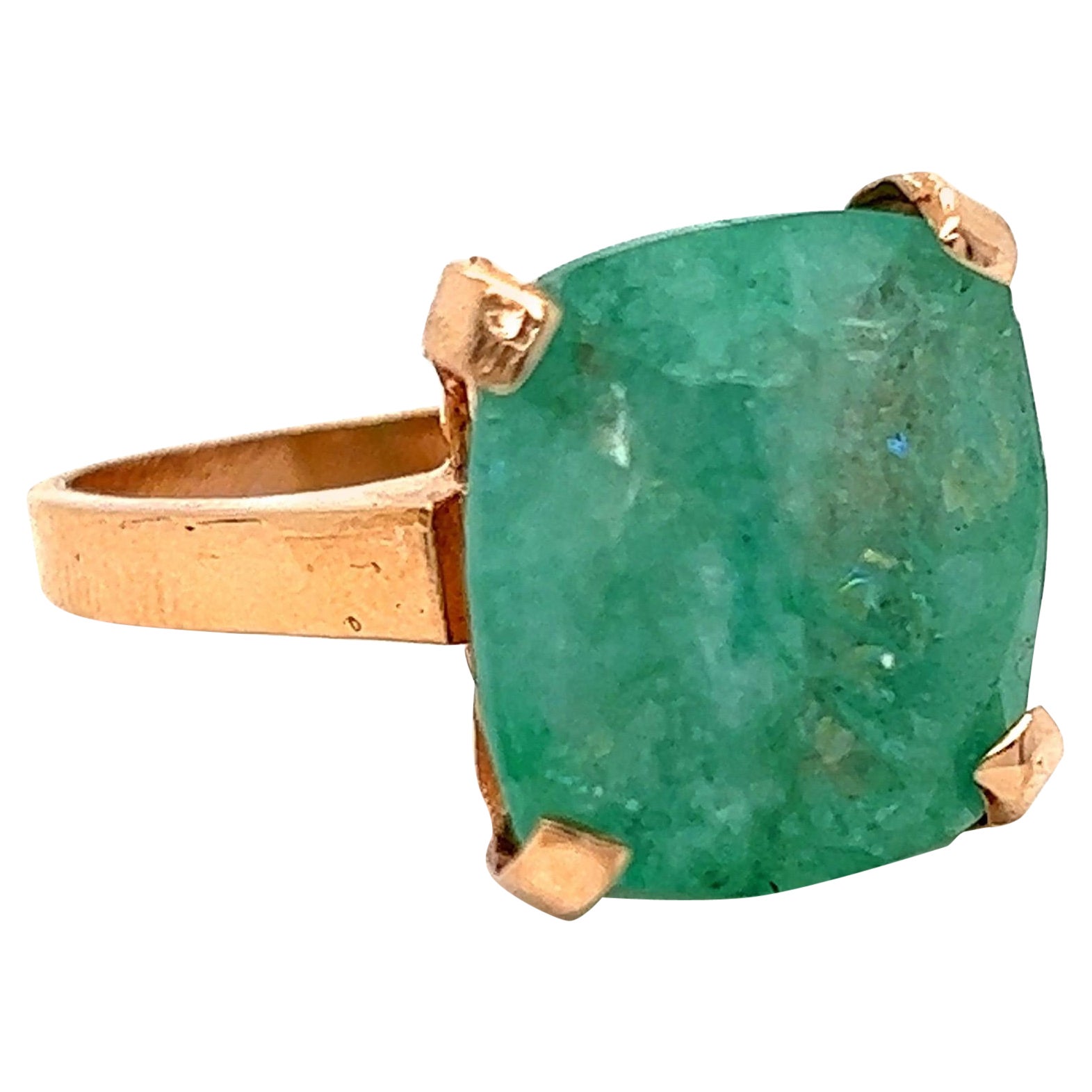 Natural Burmese Jade Rose Gold Cocktail Ring For Sale at 1stDibs