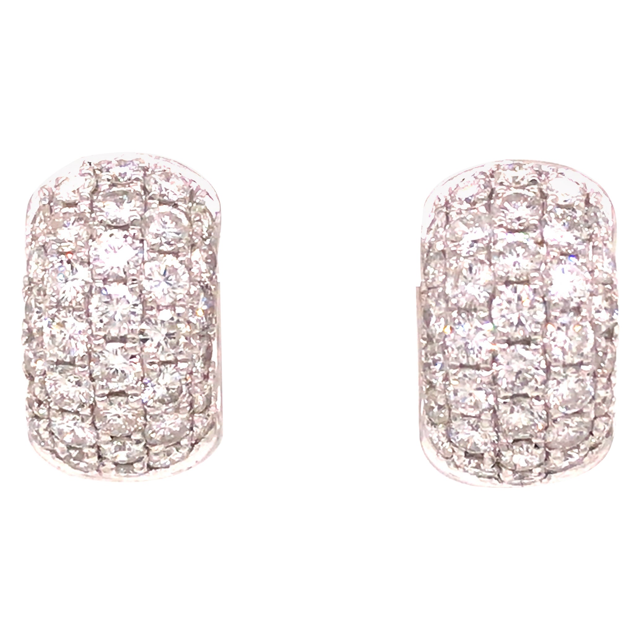 High Quality Pave Diamond Gold Huggie Earrings at 1stDibs
