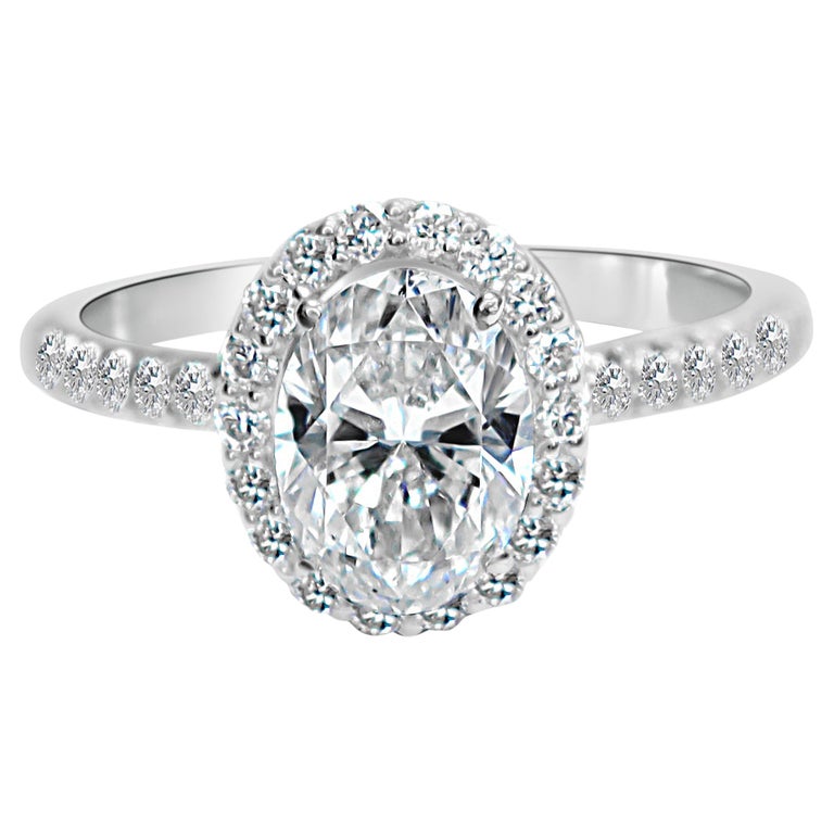 1 CT Oval Diamond Halo Ring at 1stDibs